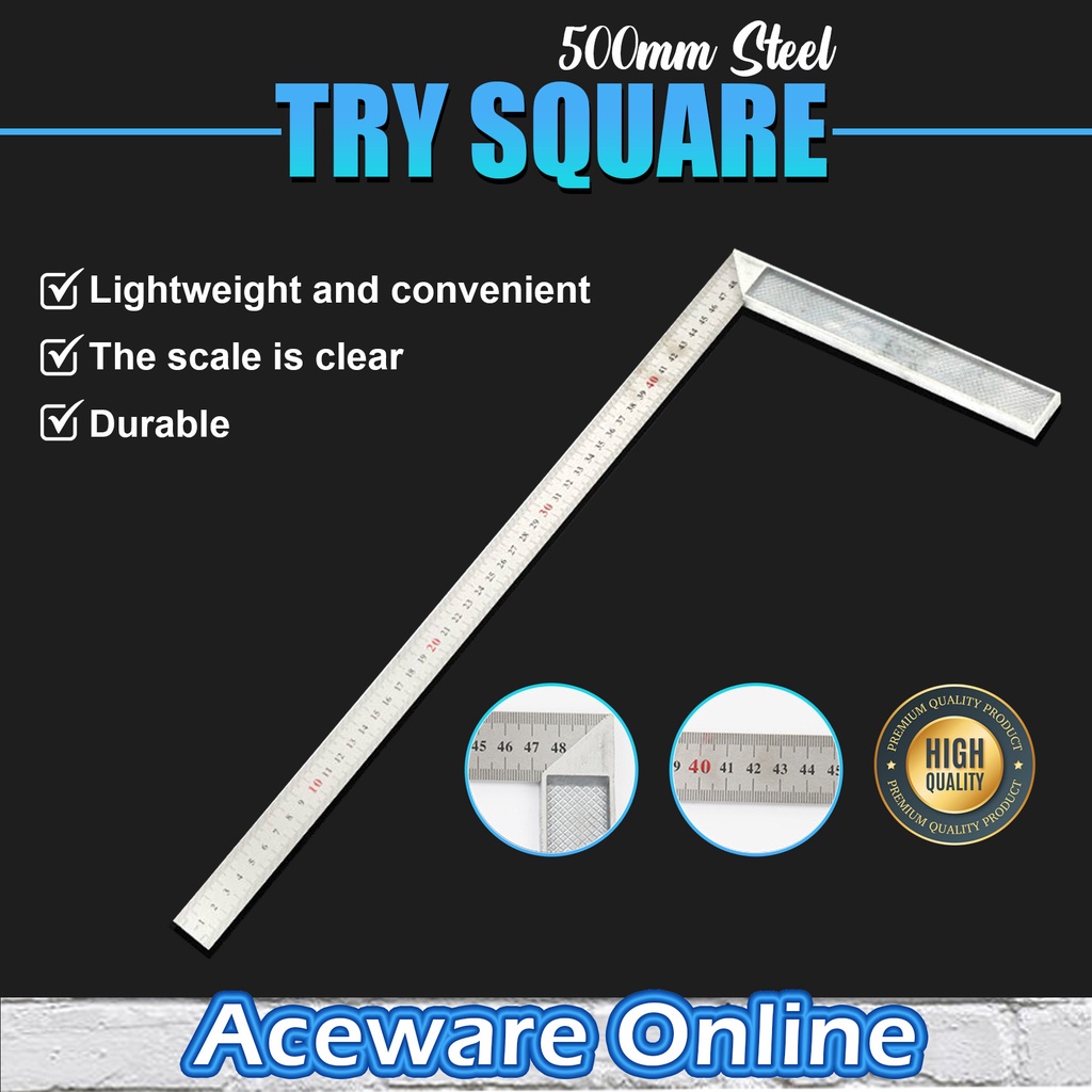 500mm 300mm Try Square L Square Angle Ruler Steel Ruler Try Square ...