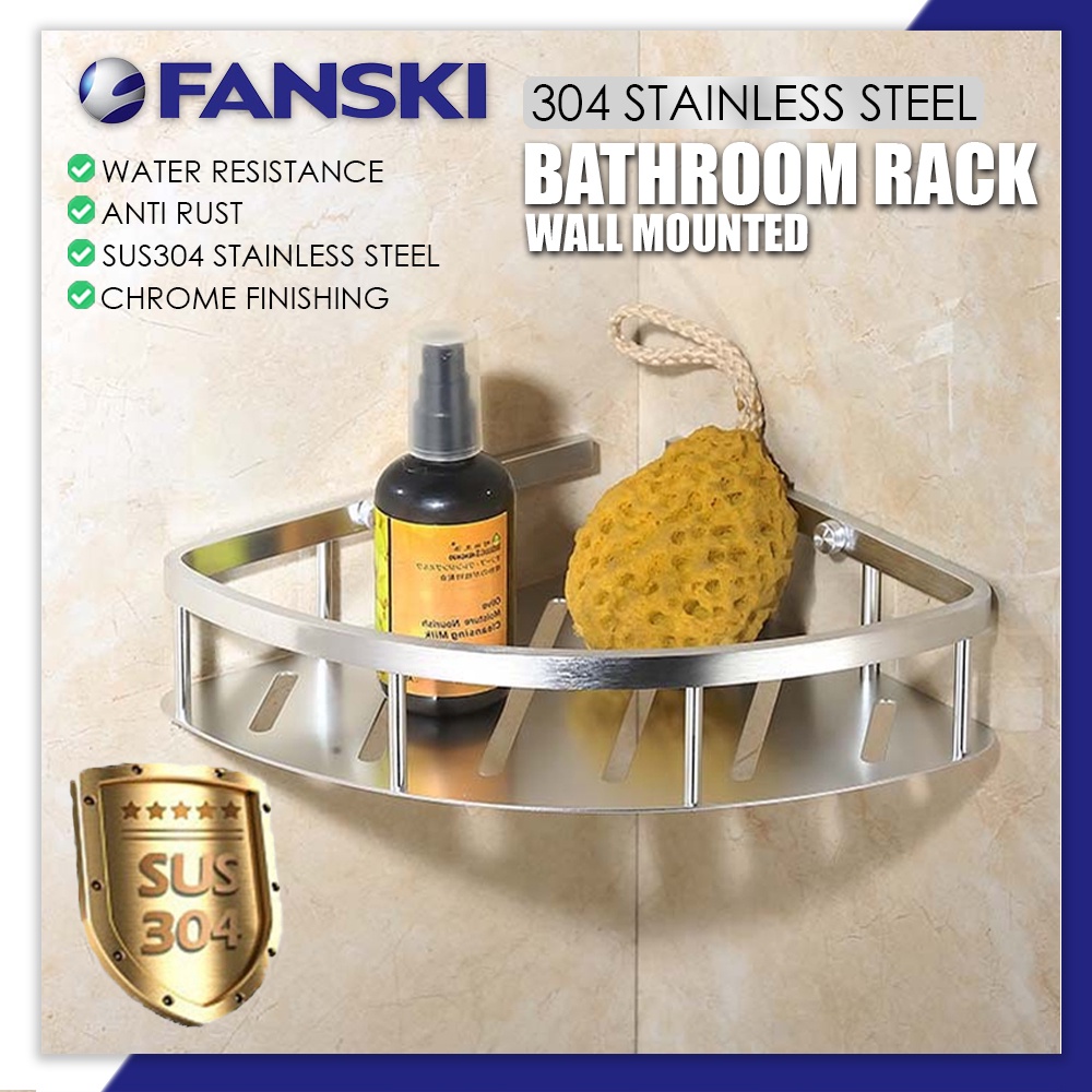SUS 304 Stainless Steel Wall Mounted Bathroom & Kitchen Shelf Toilet ...