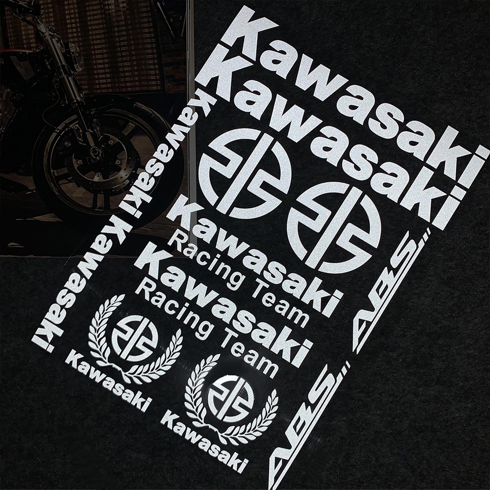 Kawasaki Reflective Set Sticker Motorcycle Emblem Badge Wheat Ears ...