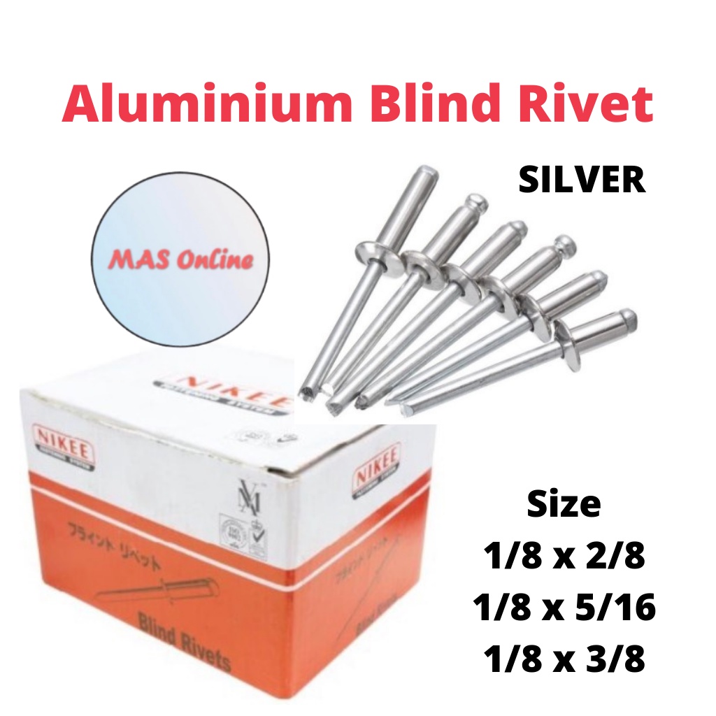 [1000pcs] (NA Silver) Aluminium Blind Rivet Mata Rivet Paku Rivet 笔钉 ...