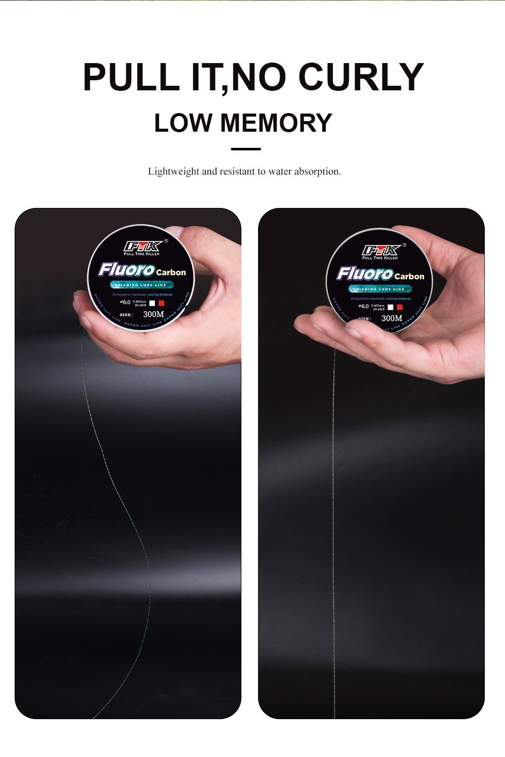 FTK 300M Fluorocarbon Coating Carbon Fiber Monofilament Leader Line ...