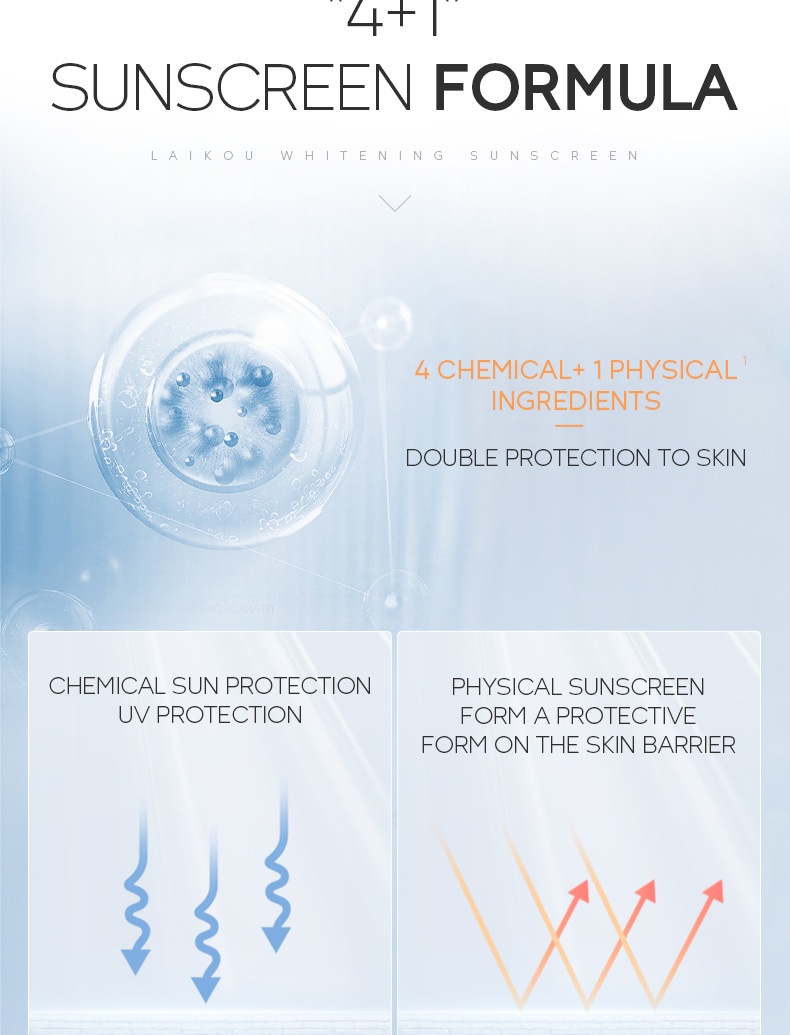 LAIKOU SPF50+ PA+++ Whitening Sunscreen Brightening Refreshing UV ...