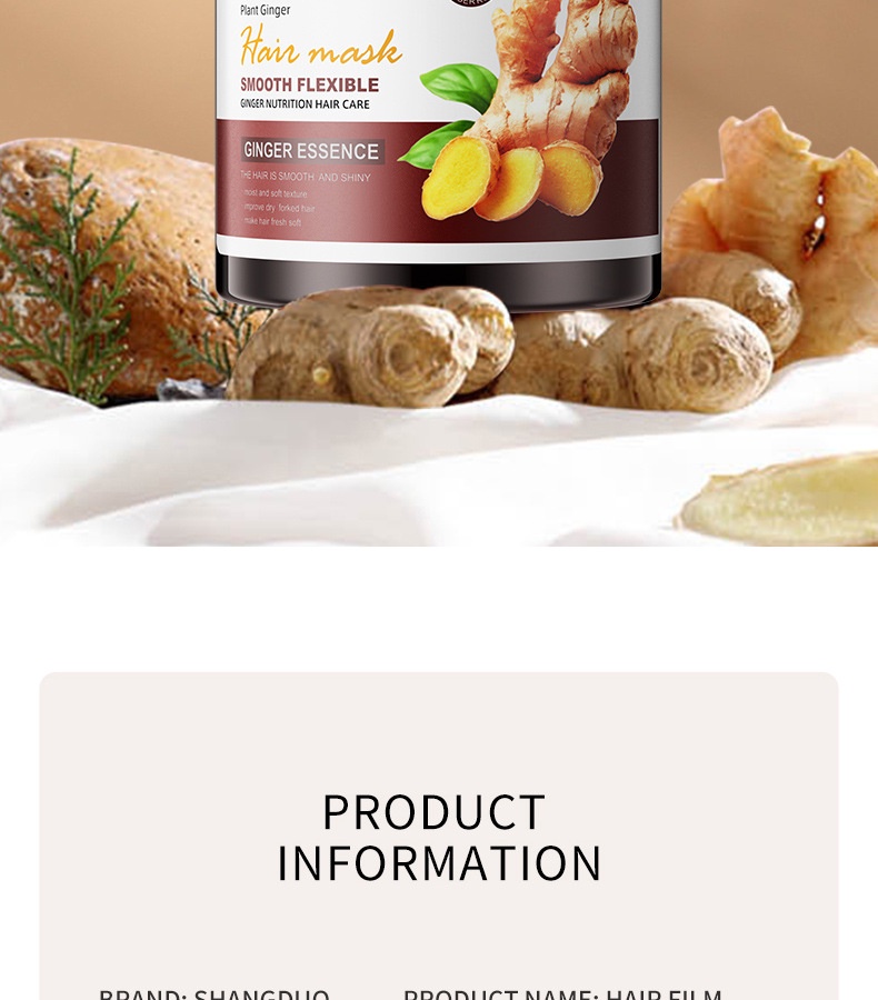 ROREC SADOER Ginger Plant Essence Hair Mask Smooth Flexible Nutrition Hair Care Hair Mask 500g ...