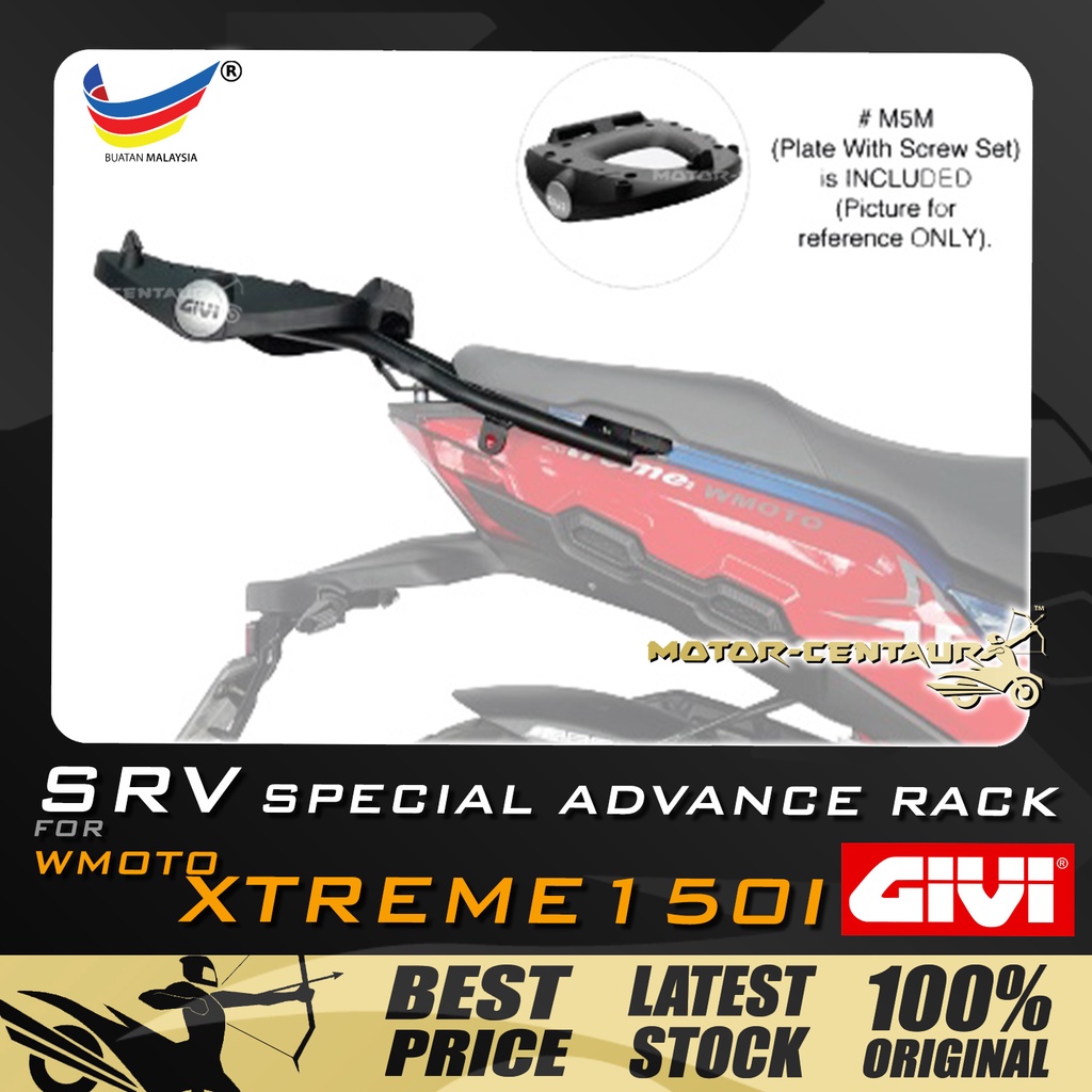 MONORACK GIVI (MV/HRV/HRX/SRV/SRX/J RACK/WITH LED) FOR WMOTO XTREME ...
