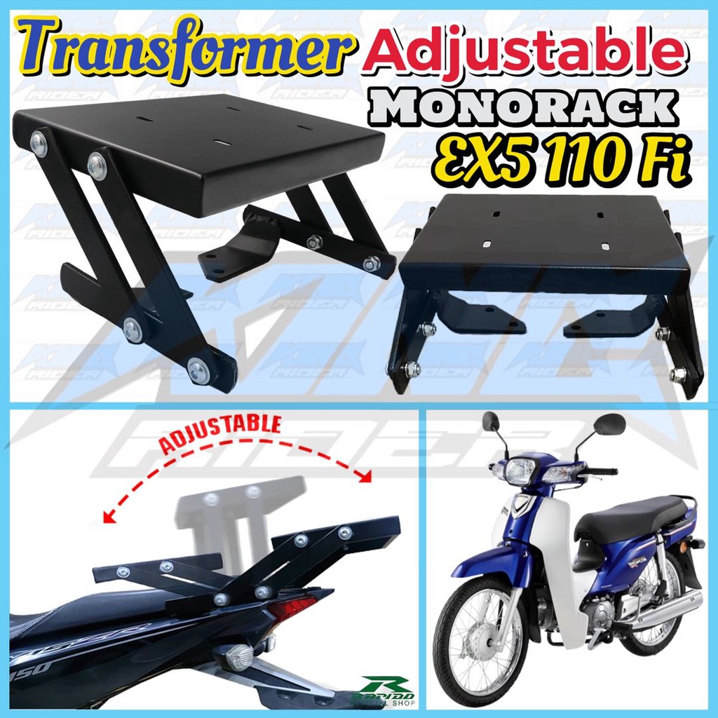 RAPIDO & X-Rider Monorack Honda EX5 110i EX5 110 Fi 110Fi Monorack Adjustable Rear Rack Heavy ...