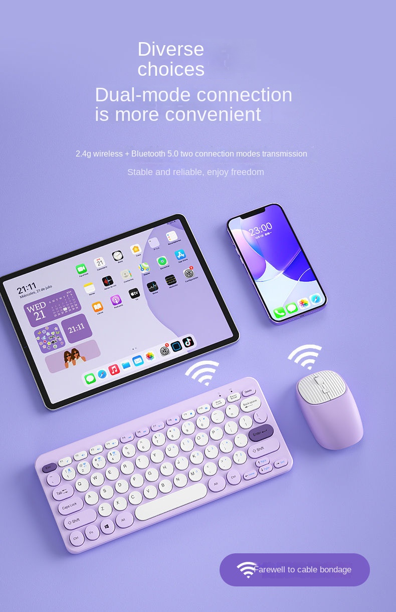 [Lychee Gaming] Bluetooth+2.4g usb wireless keyboard and mouse set ...