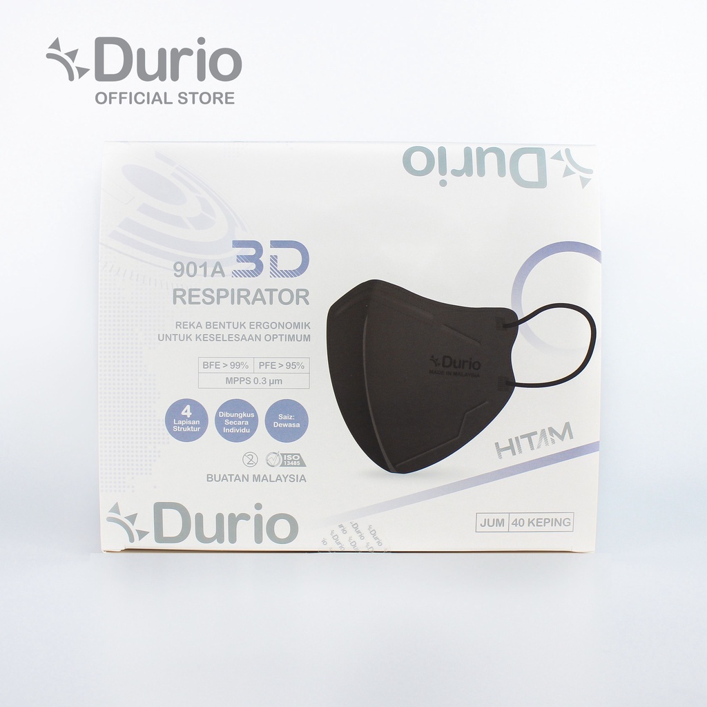Durio 901A 4 Layers Structure 3D Respirator (Black) - 40pcs | Shopee ...