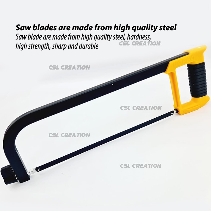 UOFFC 12 INCH Hacksaw Frame Metal Hand Saw Gergaji Besi Gergaji Pvc ...