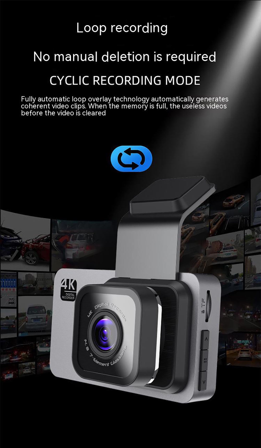 Car DVR WiFi 1296P FHD Dash Cam Rear View Vehicle Camera Video Recorder ...