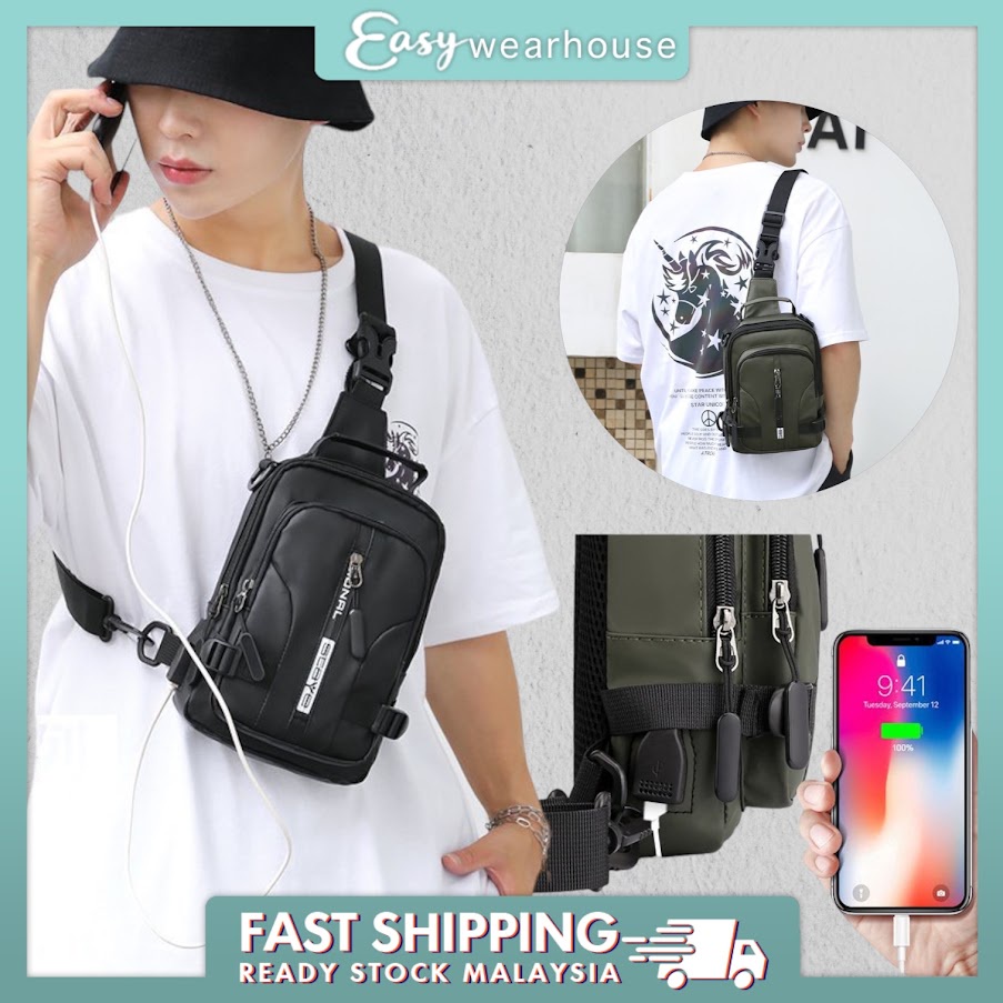 EASY WEARHOUSE Men's Chest Bag Sling Bag Crossbody Bag Travel ...
