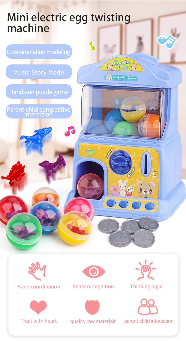 [Qilemeng] Kids Mini Egg Twisted Machine Electric Candy Vending Capsule ...