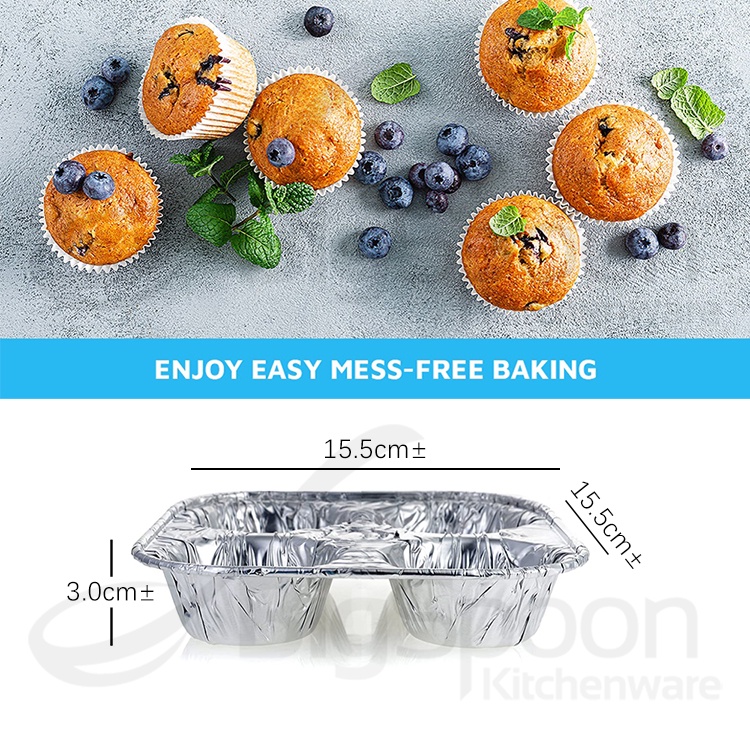 BAKECRAFT 1/10-Pcs 4-Cup Disposable Aluminium Muffin Baking Pan ...