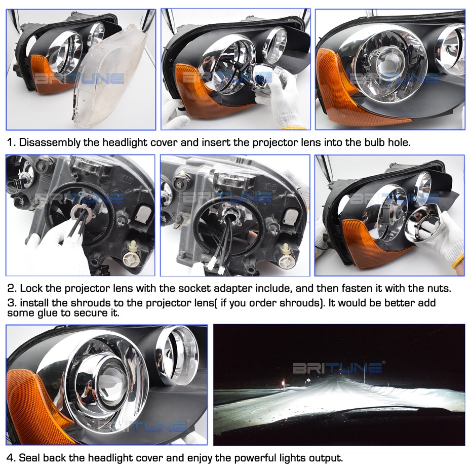 Bi-led Lens 3.0 inch Hella 3R G5 45W LED Projector Headlight Lenses H4 ...