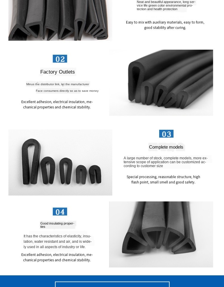 1 meter Rubber Trim U-Shaped Rubber Rubber Bumper Strip Slot Rubber ...
