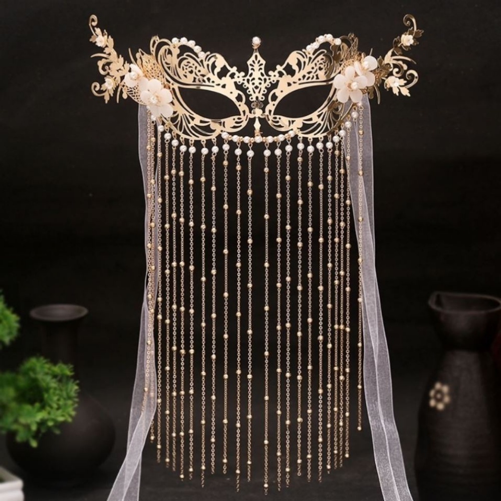 Luxurious Mask for Face Women Fashion Masquerade Mask Tassel Alloy Mask ...
