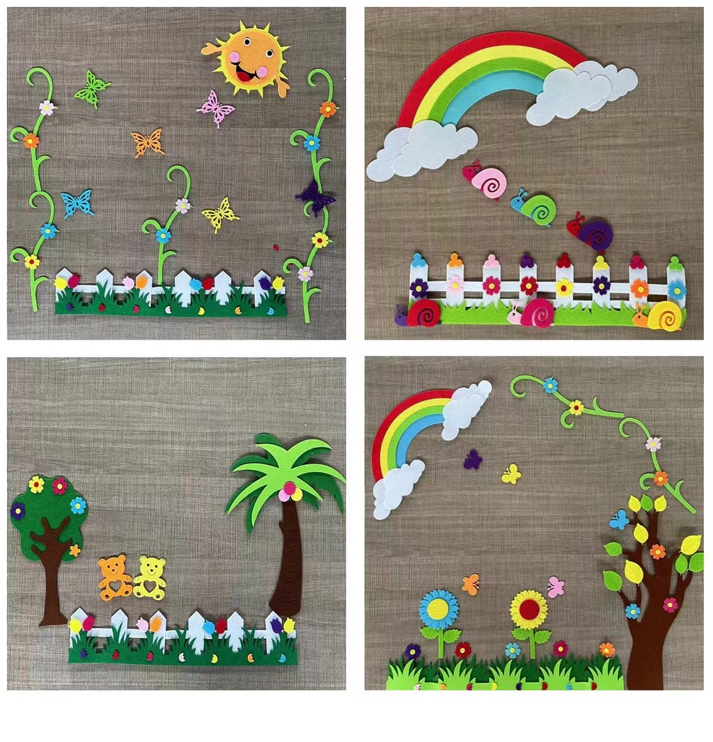Wall decoration Blackboard culture 3D felt bunga Kindergarten Layout ...
