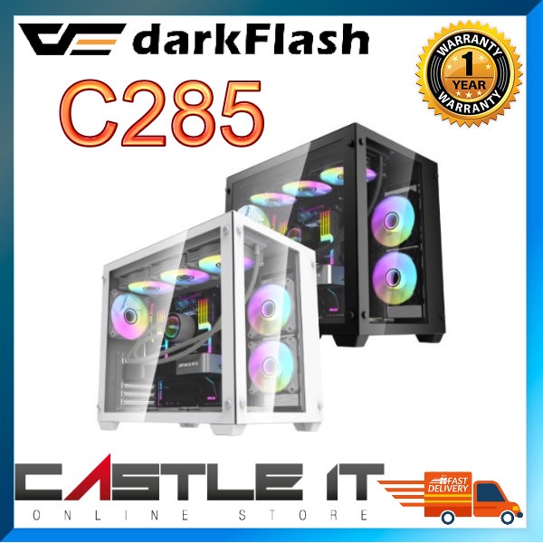 AIGO darkFlash C285 ATX PC Case Mid Tower Chassis Casing BLACK WHITE ...