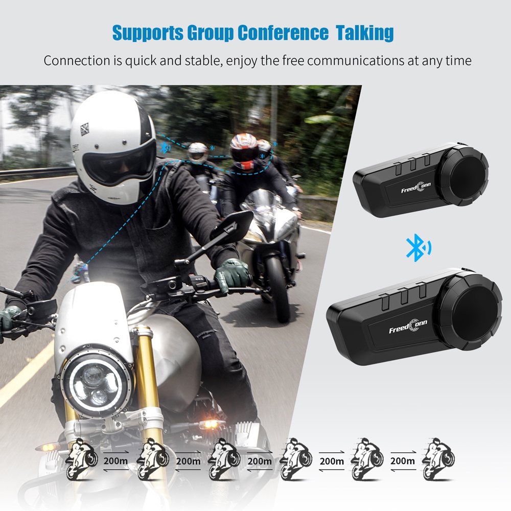 Freedconn KY PRO Bluetooth 5.0 Motorcycle Intercom Helmet Headset 1000M ...