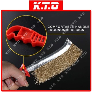 Heavy Duty Coated Spid Wire Hand Brush Brass Steel Bristles Rust ...