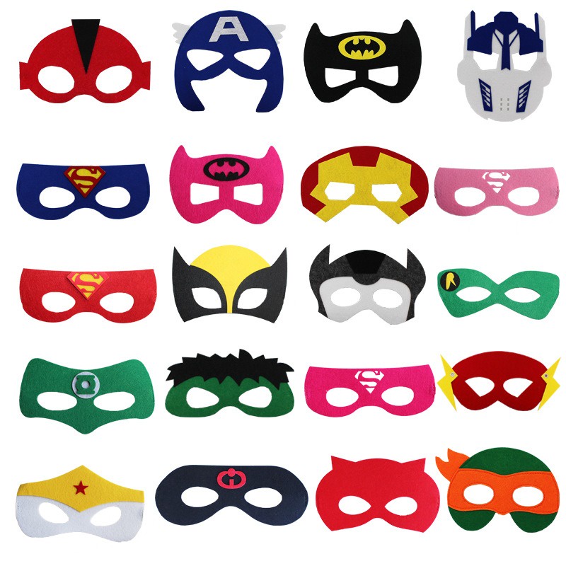 Superhero Mask Kids Cosplay Costume Superman Batman Hulk Iron Man Cape ...