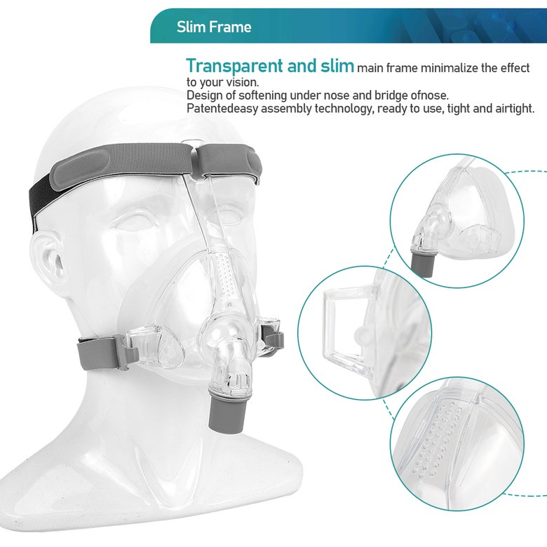 BMC CPAP Full Face Mask FM4 With Adjustable Headgear 3 Size Cushions ...