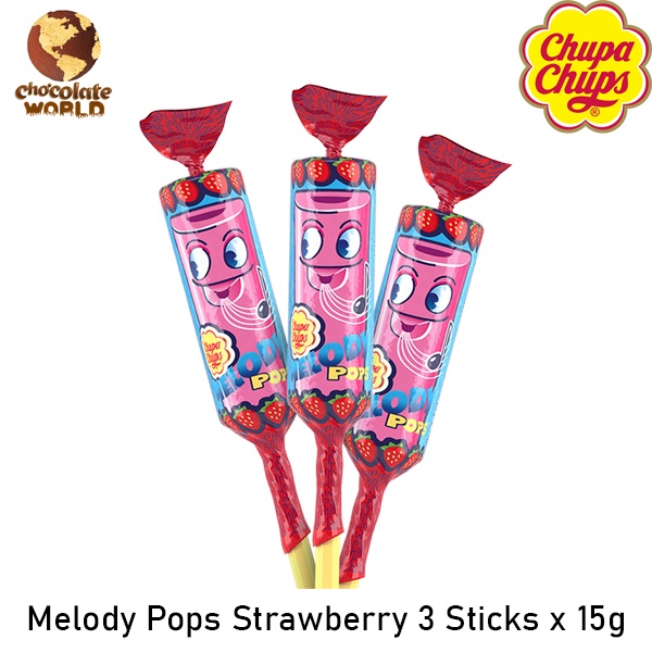 Chupa Chups Melody Pops Strawberry Flavours (3 Sticks x 15g) | Shopee ...