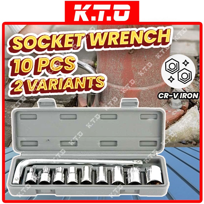 10pcs 1/2Inch L Shape Spanner Box Socket Wrench Tools Set Car Repair ...