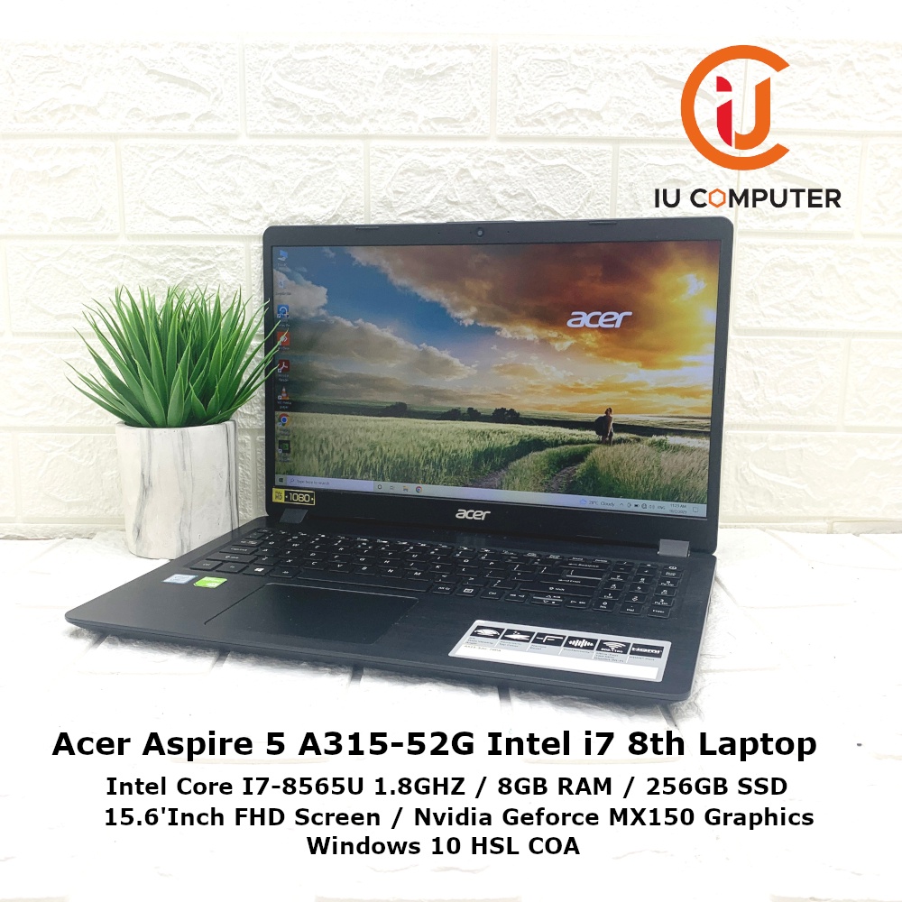 ACER ASPIRE 5 A515-52G INTEL CORE I7-8565U 8GB RAM 256GB SSD MX150 USED ...