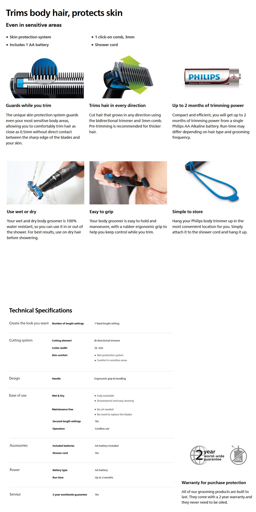 Philips BG1024/16 Water Proof Body Grommer BodyGroom BG1024 | Shopee ...