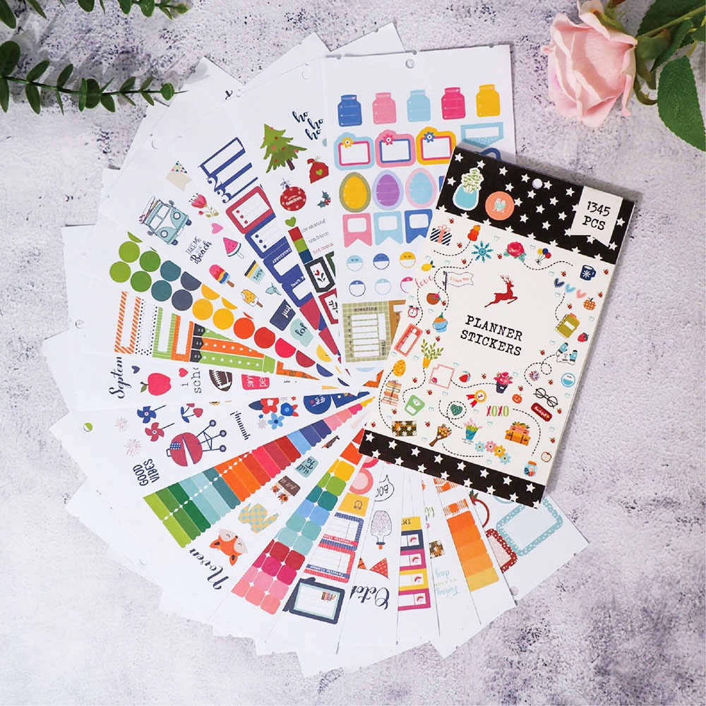 1345Pcs Cartoon Planner Stickers Scrapbooking School Stationery Diary ...