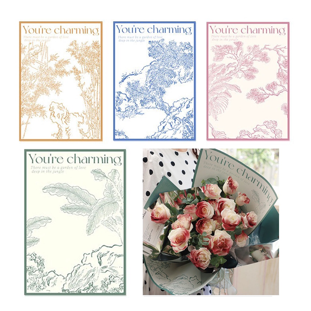 [10pcs] Flower Wrapping Paper You're Charming Tropical Newspaper Art ...