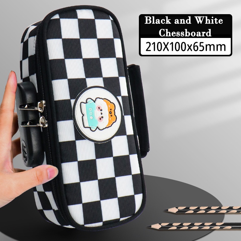 Pencil Case with Lock Large Storage Box School 4 Compartments 100 ...