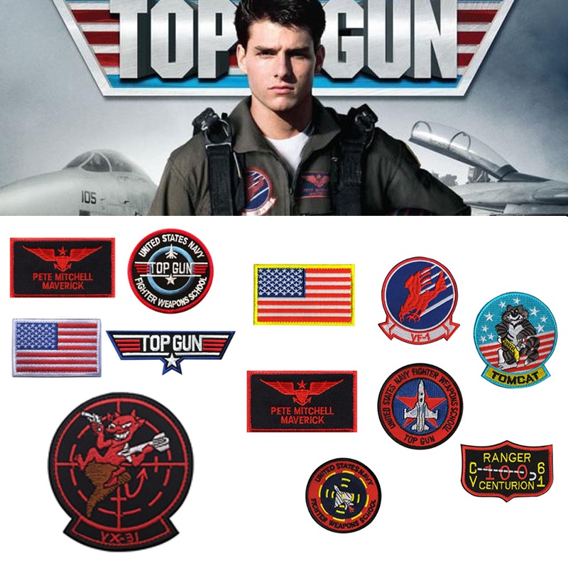 Top Gun Flight US Navy Fighter Weapon Academic Squadron Badge Patches ...