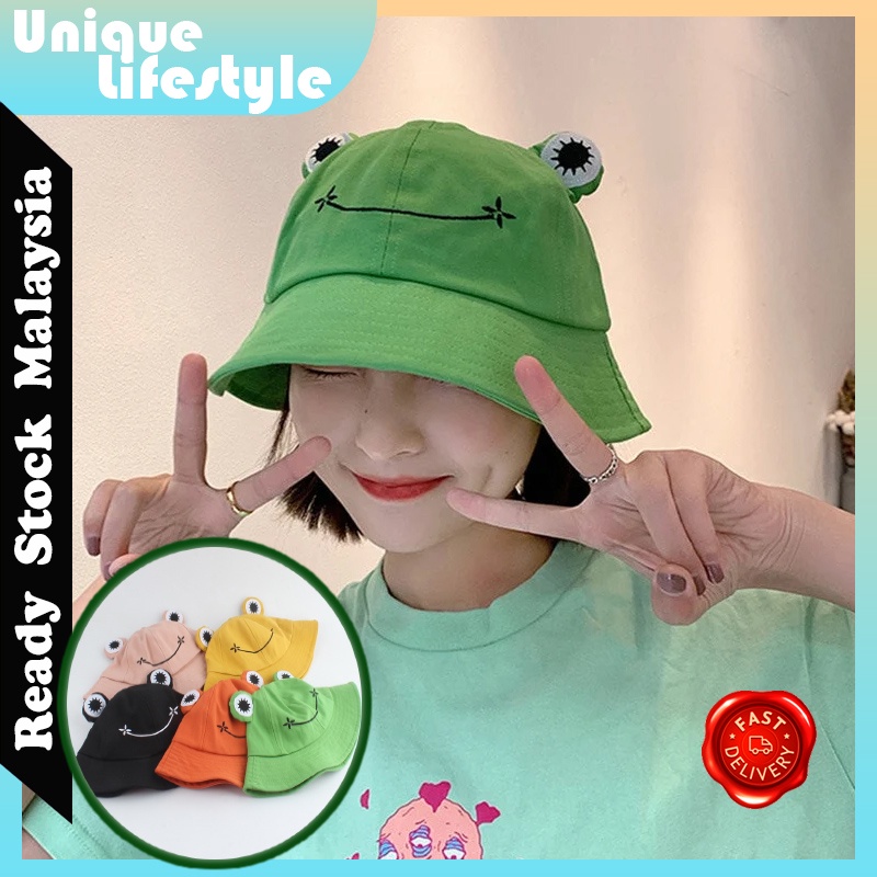Topi Frog Bucket Hat Cap Lady Adult Kids Fisherman Sun Hat ...
