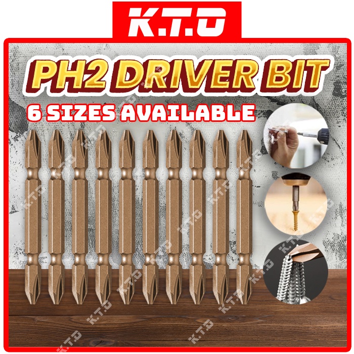 10PCS KTO Screwdriver Bits PH2 Plus Head Screw Bit Magnetic Wind Double ...