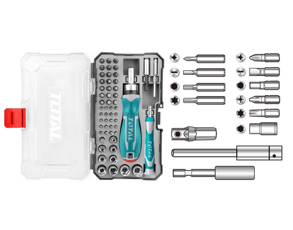 Total Ratchet Screwdriver Bit Set (55 Pcs) TACSD30556 | Shopee Malaysia
