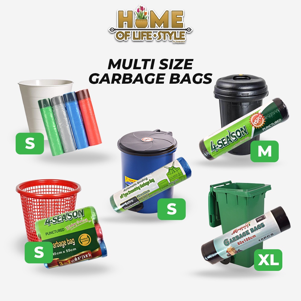HOLS 4 Season Garbage Bag Rubbish Plastic Bag Trash Dustbin Plastik ...