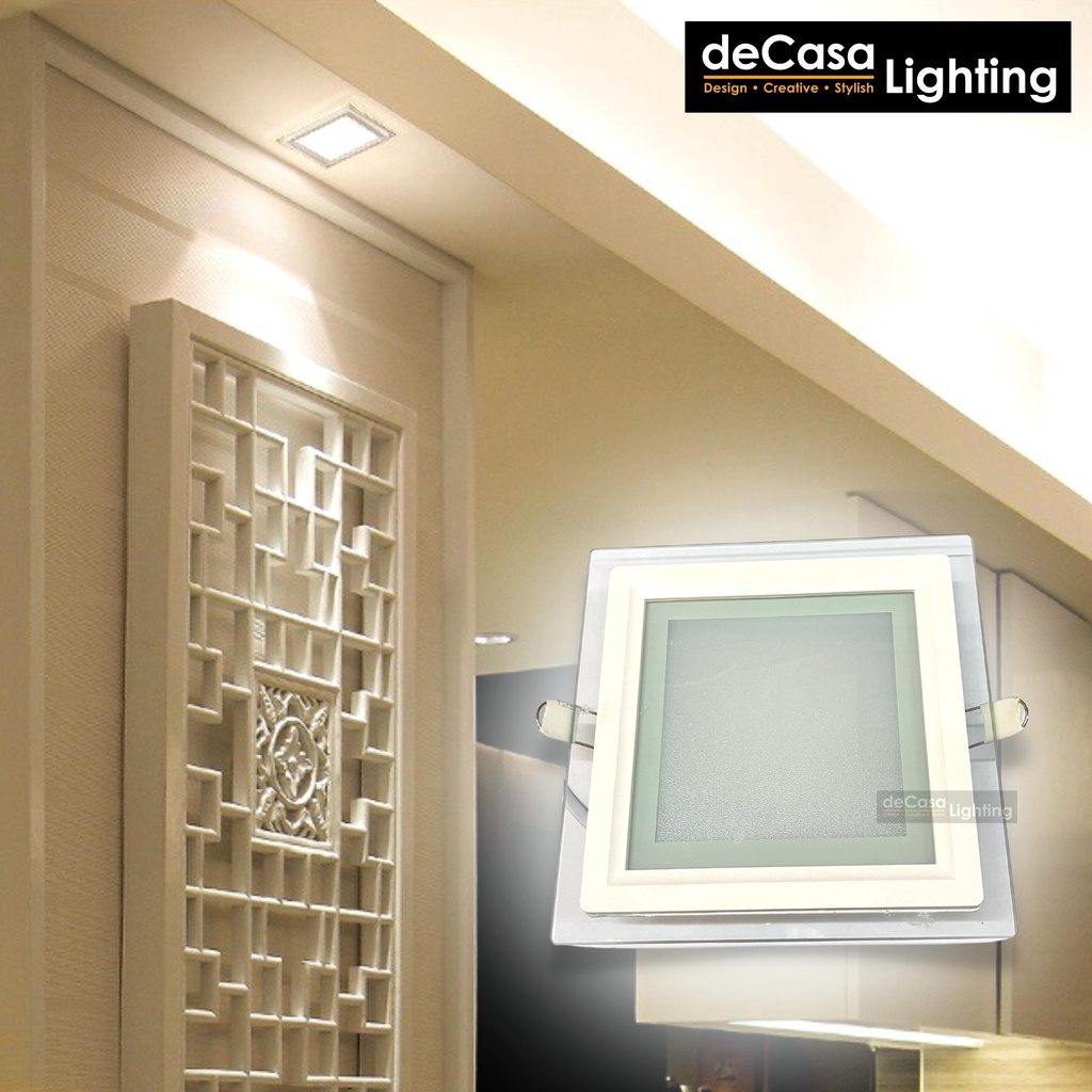 Decasa Lighting 12W 5" 3 Color LED Glass Frame Recessed Downlight Panel ...
