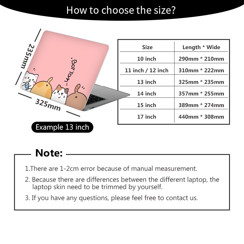 1pc notebook computer decals,Cute cartoon cover,10-17.3 inch PVC ...