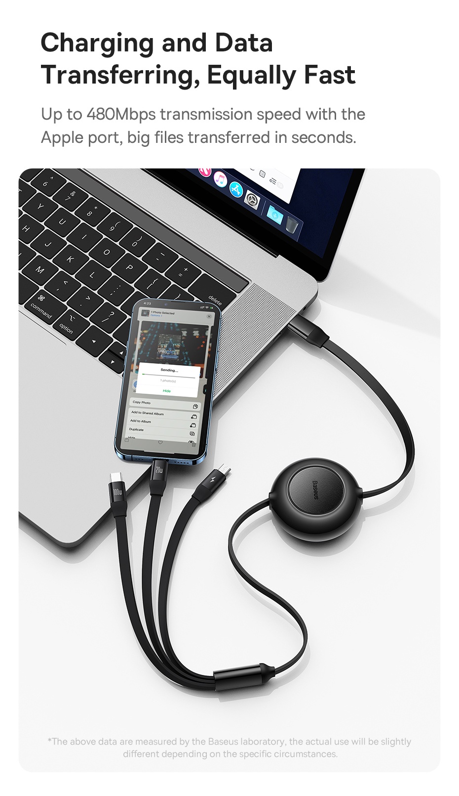 Baseus 3 in 1 Retractable 100W/66W Fast Charging Data Cable | Shopee Malaysia