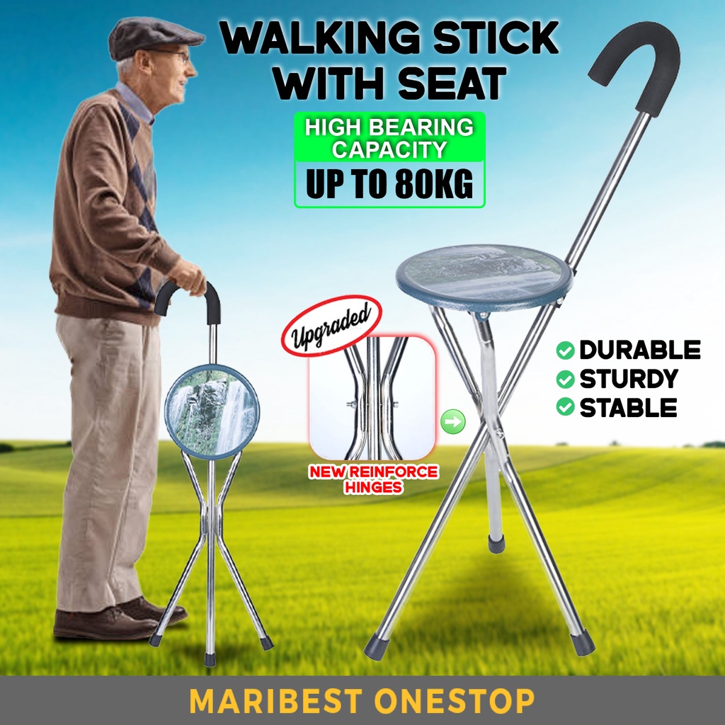 Foldable Walking Stick With Seat Tongkat Kerusi Solat Lipat Duduk ...