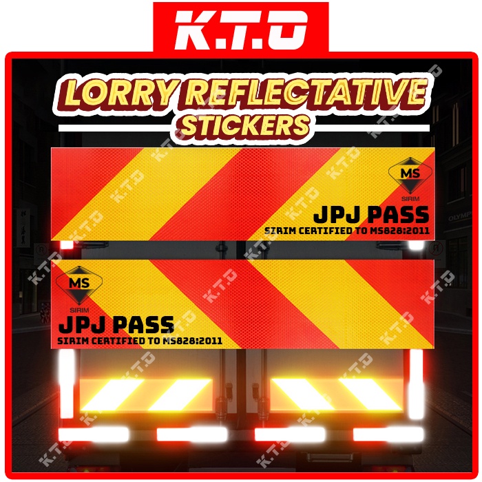 Original 1 Pair 3M Diamond Grade Yellow / Red Lorry Reflective Sticker ...