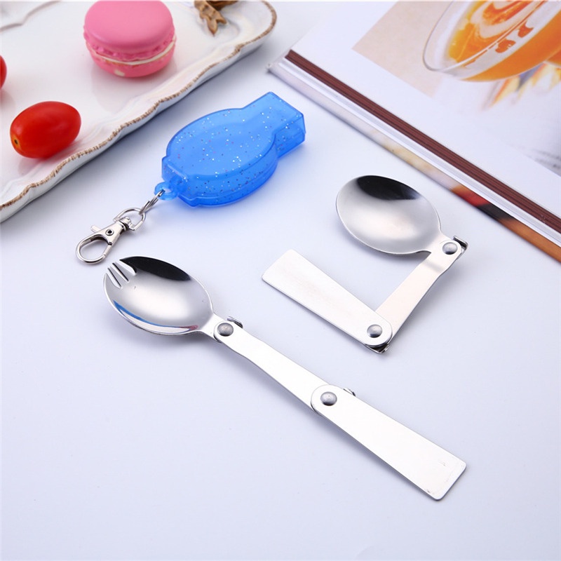 Creative 304 Stainless Steel Foldable Spoon Fork Picnic Outdoor Camping Cutlery Travel Portable ...