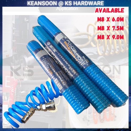 PU COIL TUBING COIL HOSE POLYURETHANE TUBING AIR PNEUMATIC M8 6.0M 7.5M ...