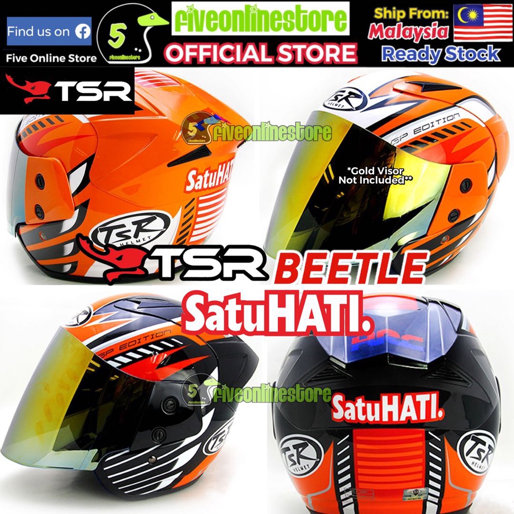 TSR 718GP Beetle Satu Hati GP Edition Racing Helmet with clear visor ...
