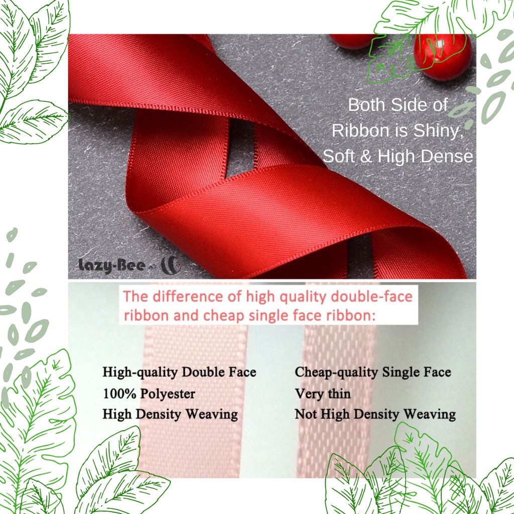 LAZY BEE Black White 100 yard Premium Double Face Satin Ribbon Bow ...