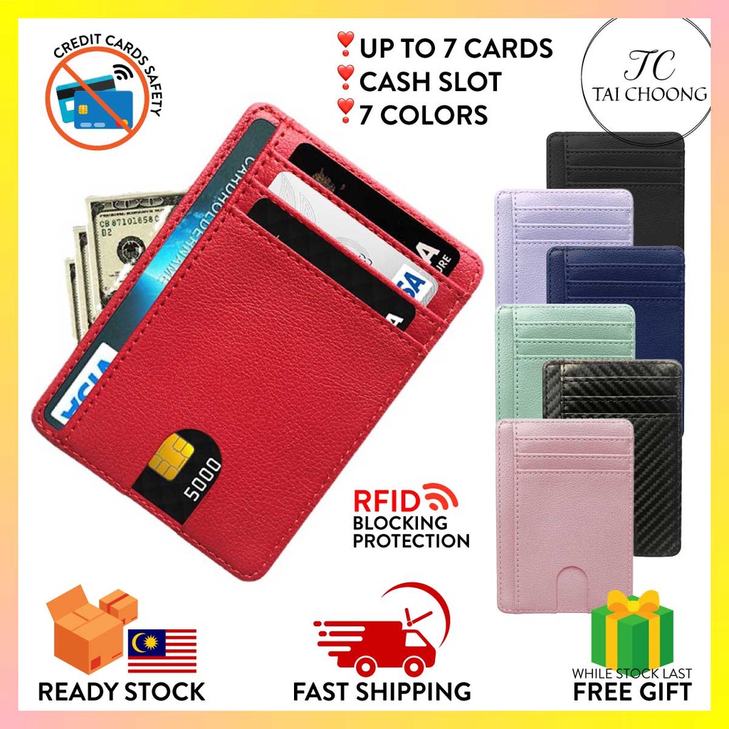 TC BW-073 Vertical Slim PU Leather Multi-Slot Card Holder With Cash ...