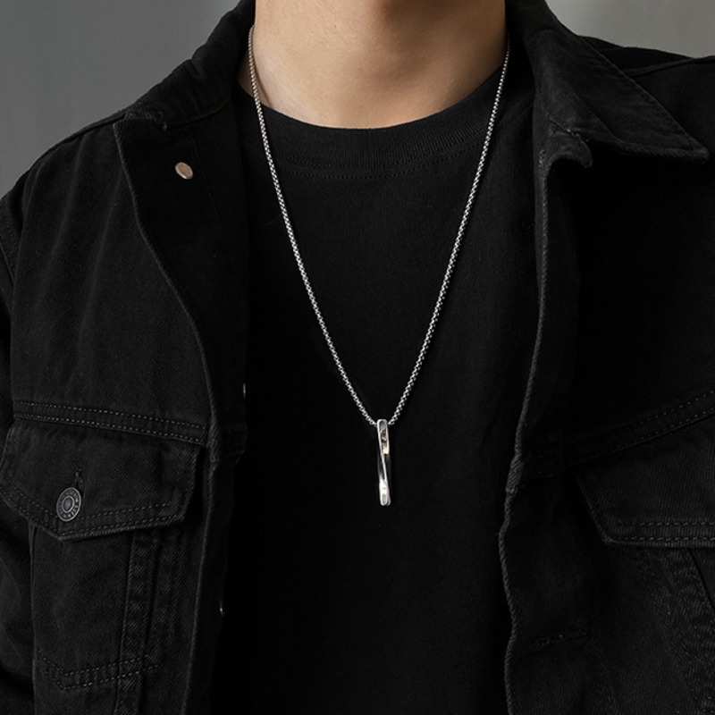 Spiral long necklace men's fashion titanium steel fadeless pendant ...
