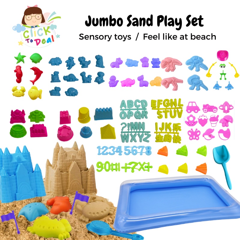Jumbo 2kg DIY Play Sand Set Kids Educational Toy Dynamic Sand Castle ...