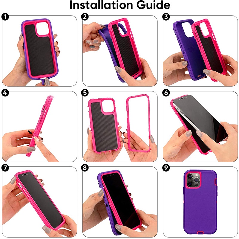 Casing iPhone 13 Military Super Shockproof Tebal 3 in 1 Black Casing iP ...